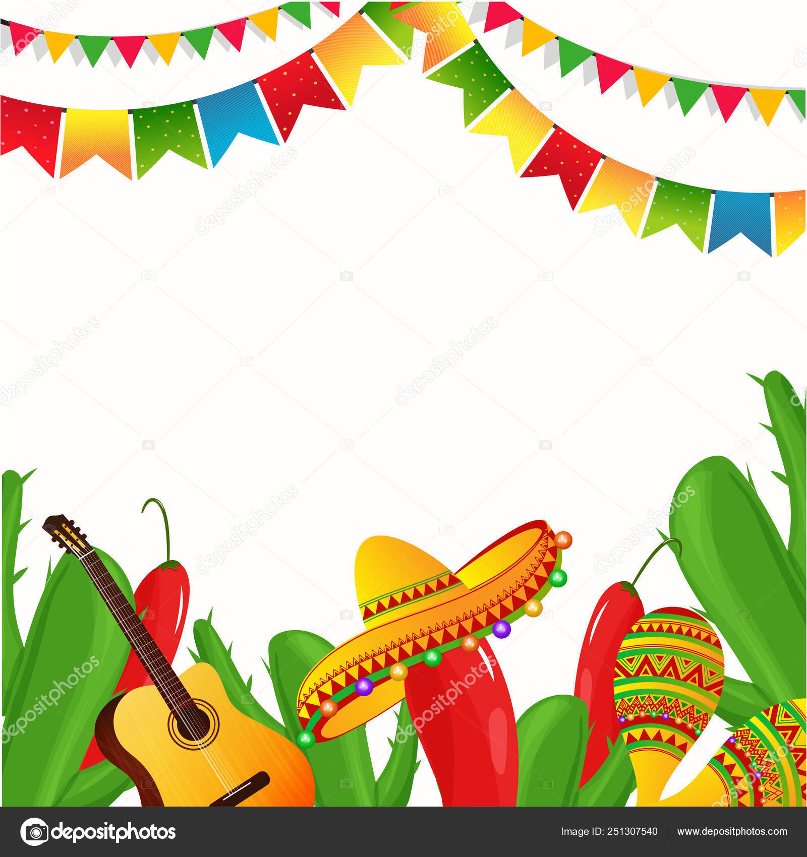 Creative fiesta party flyer design with illustration of guitar, Stock ...