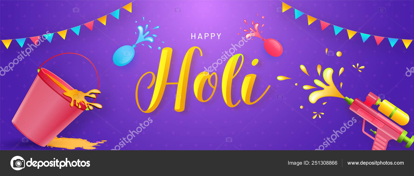 Happy Holi festival celebration header banner or poster design o Stock ...