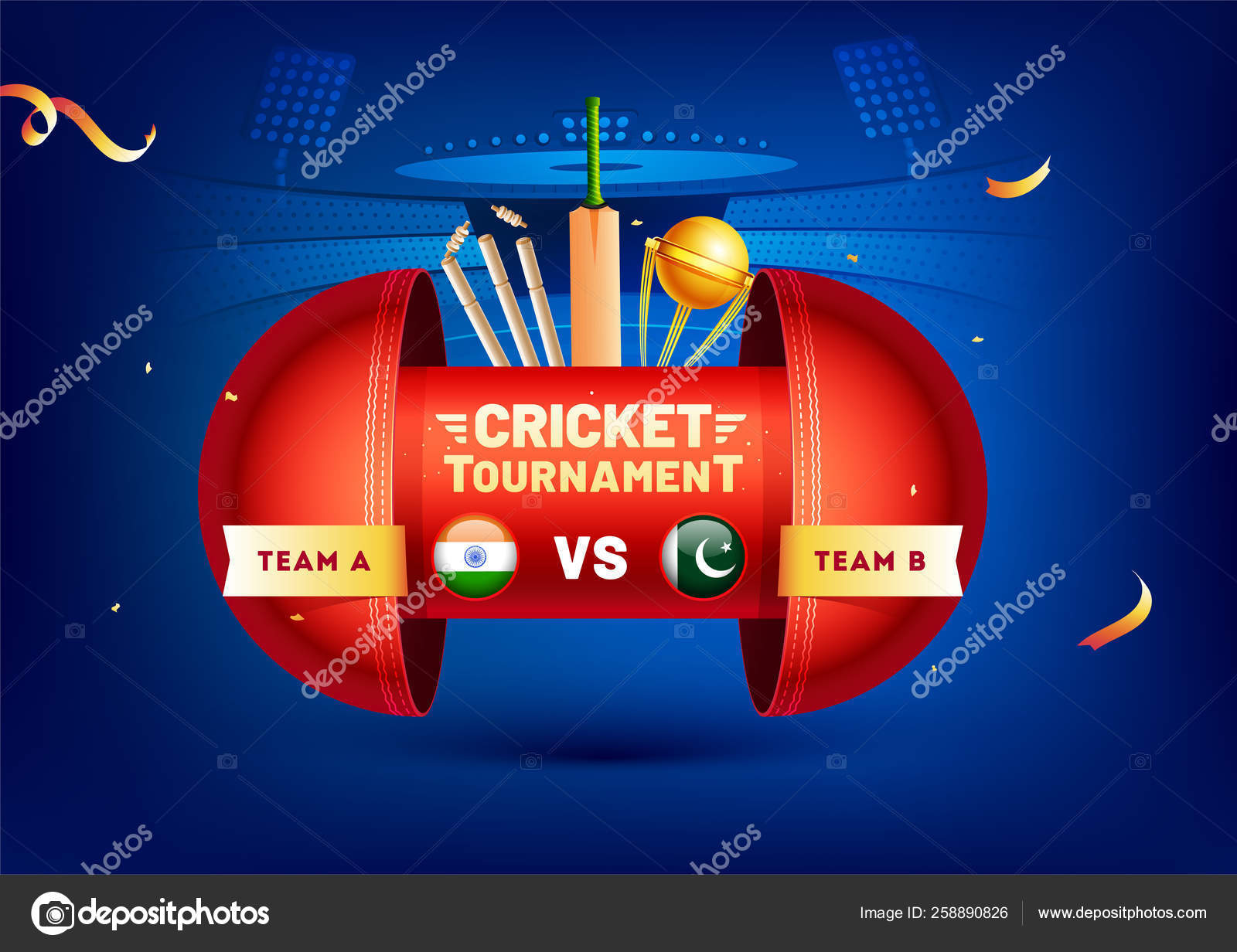 Creative banner or poster design with cricket elements and parti Stock ...