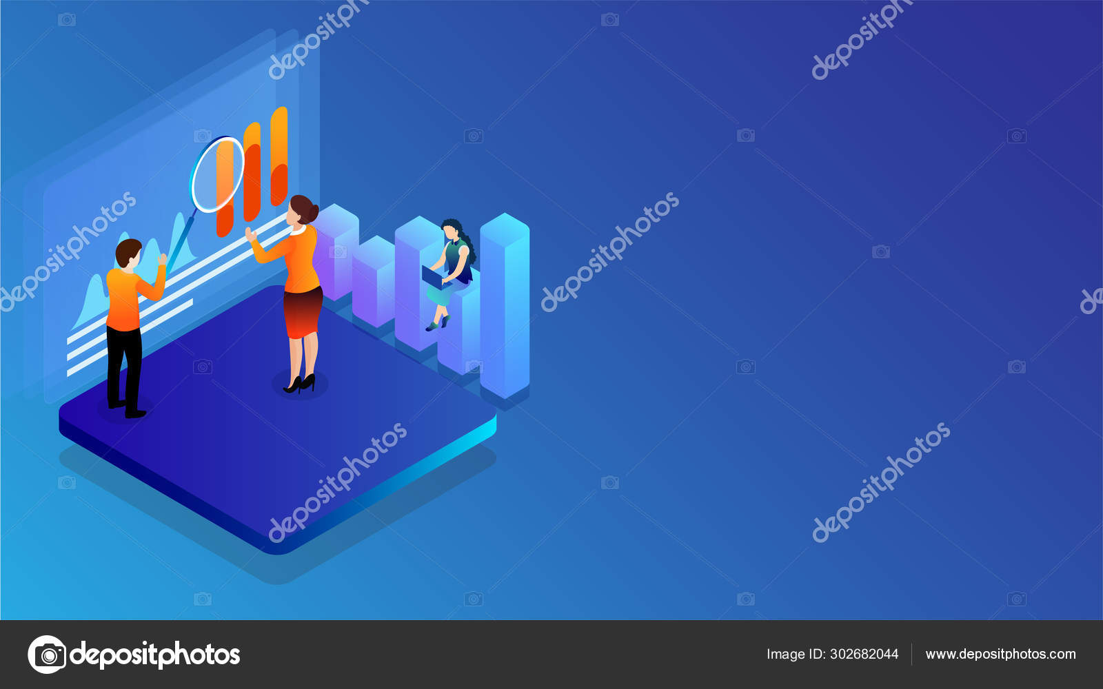 Illustration of miniature business people maintain or analyses t Stock Vector Image by ...