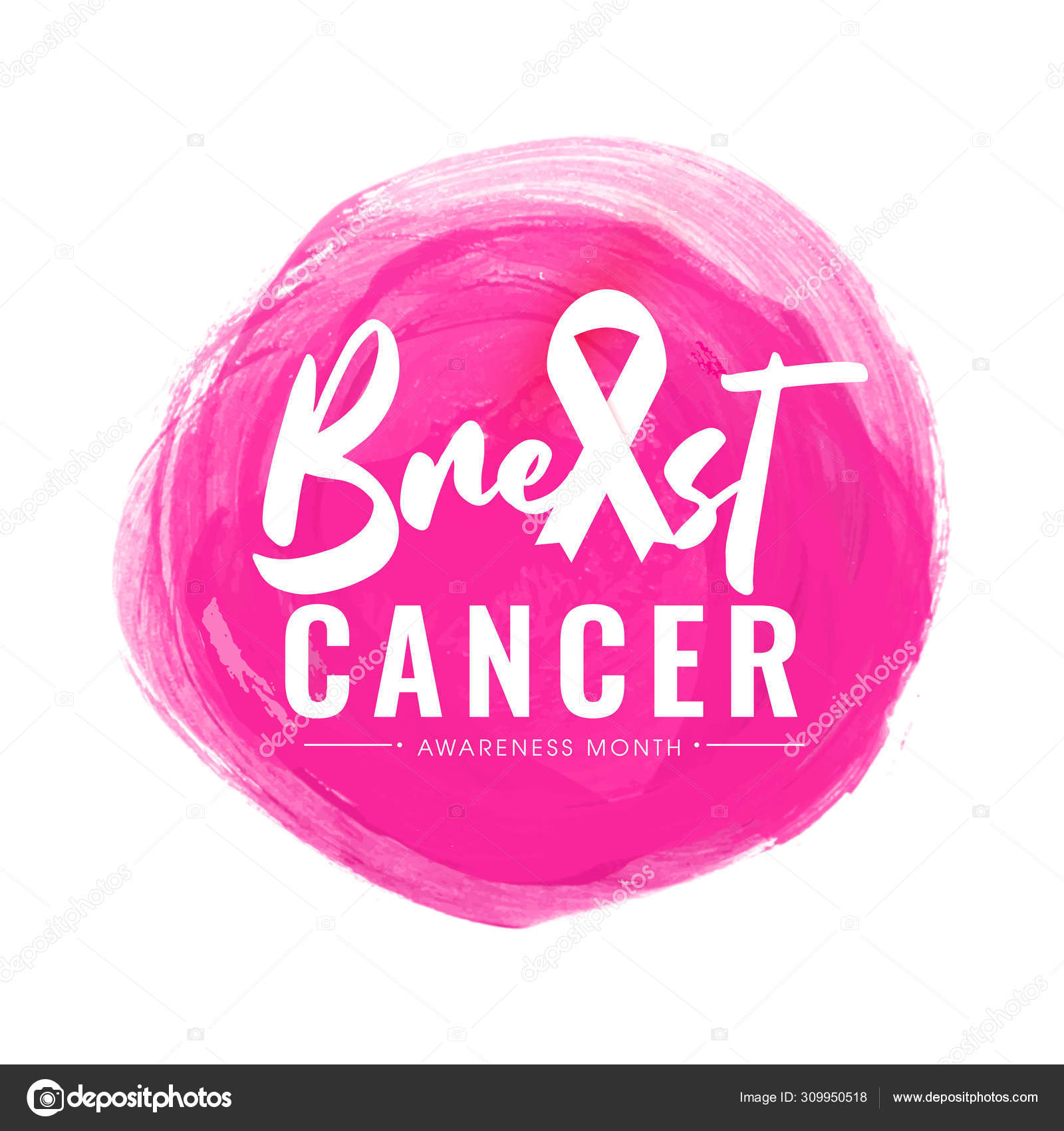 Breast Cancer Awareness Month text on pink brush stroke backgrou Stock ...