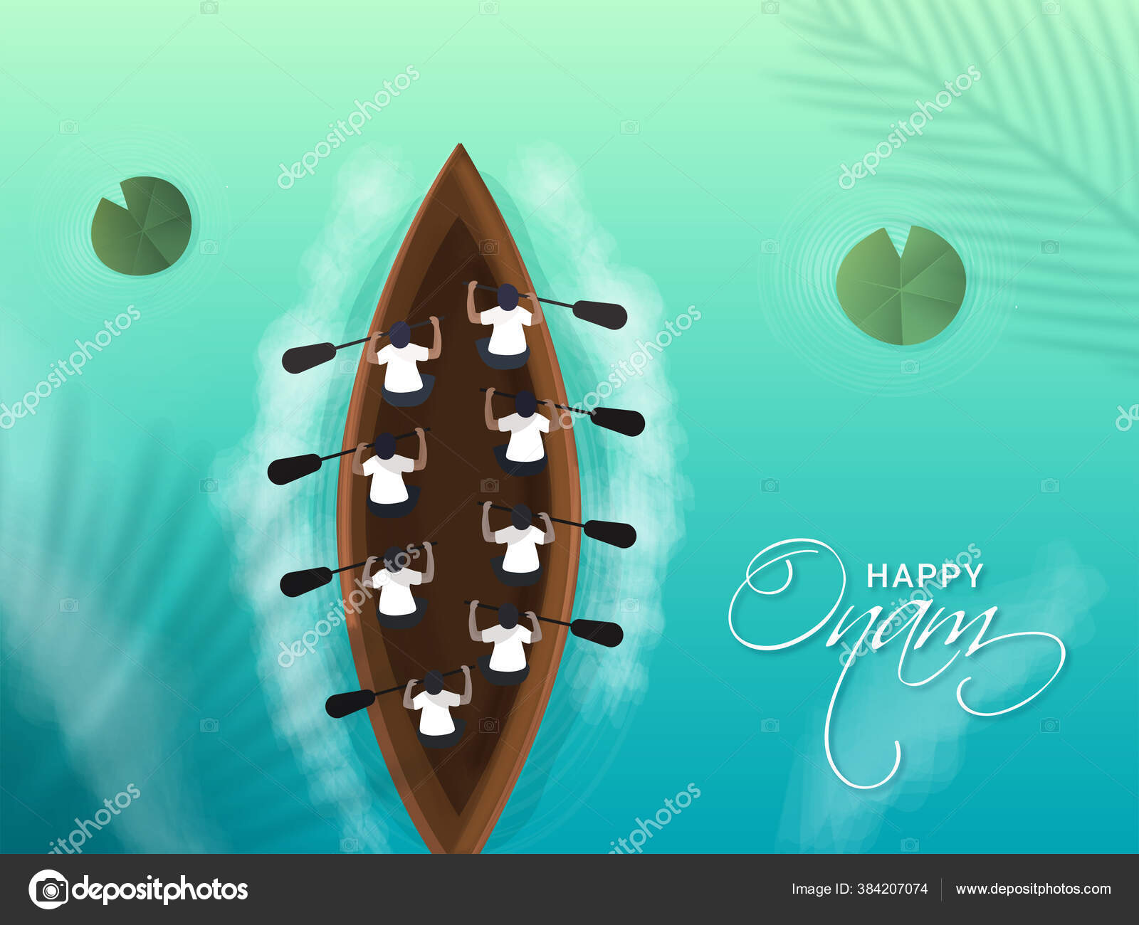 Happy Onam Font Top View Aranmula Boat Gradient River Background Stock ...