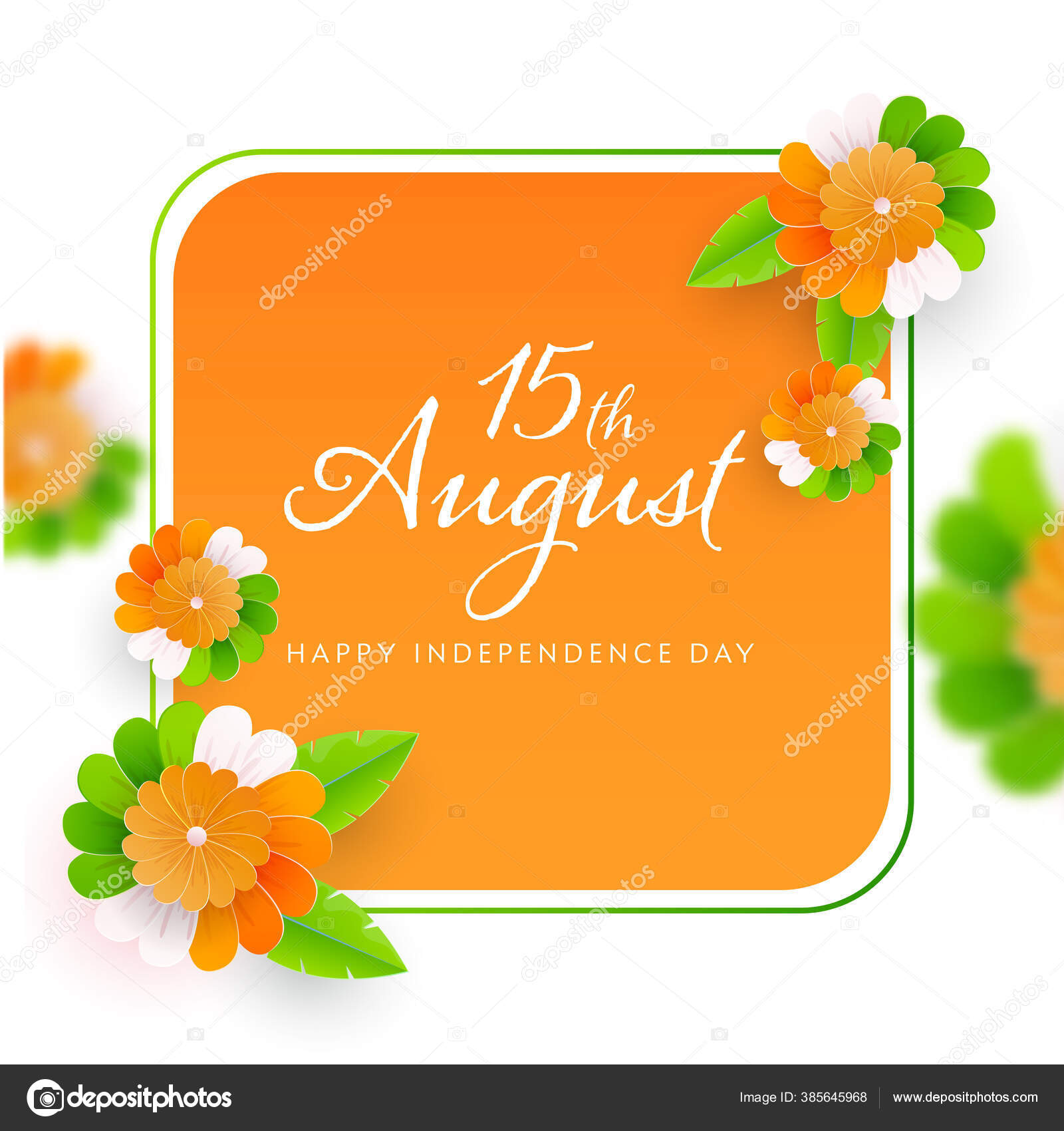15Th August Happy Independence Day Font Saffron White Background ...