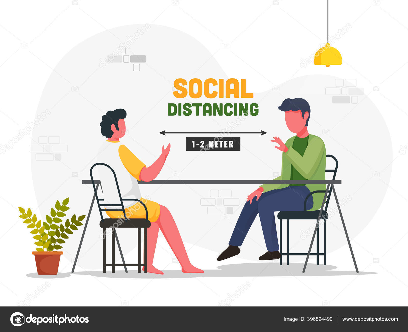 Faceless Men Talking Each Other Away Meter Distance Prevent Coronavirus ...