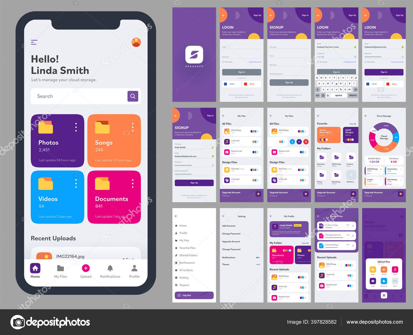 Mobile App Kit Different Gui Layout Including Log Create Account Stock Vector Image By