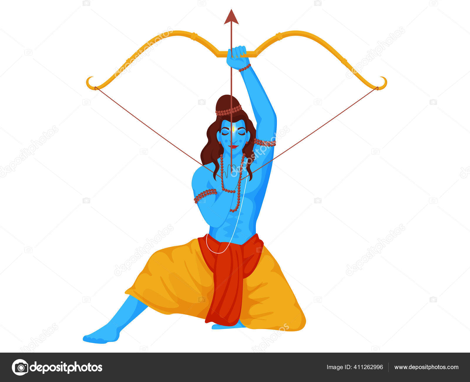 Illustration Lord Rama Holding Bow Arrow White Background Stock Vector ...