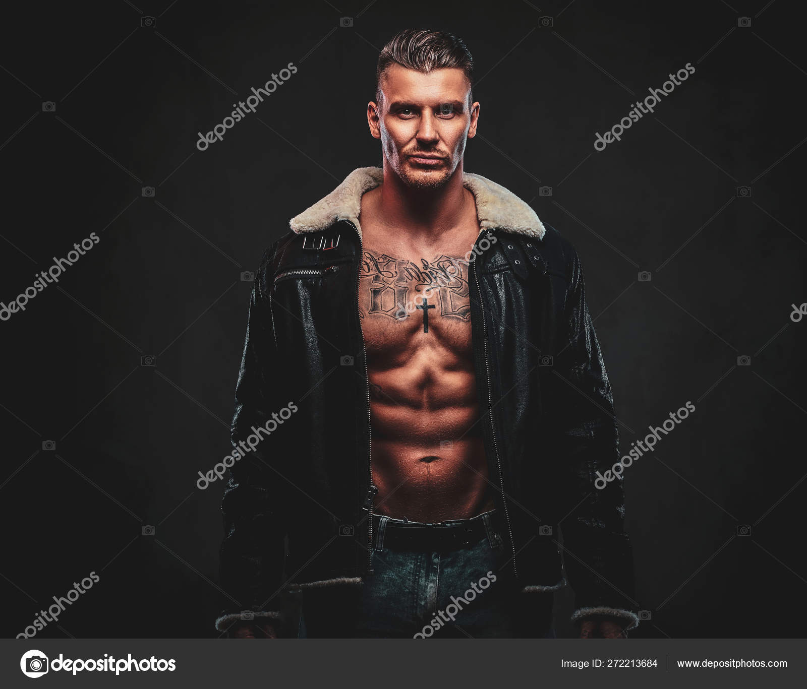A macho stylish man on a dark background. — Stock Photo © fxquadro ...