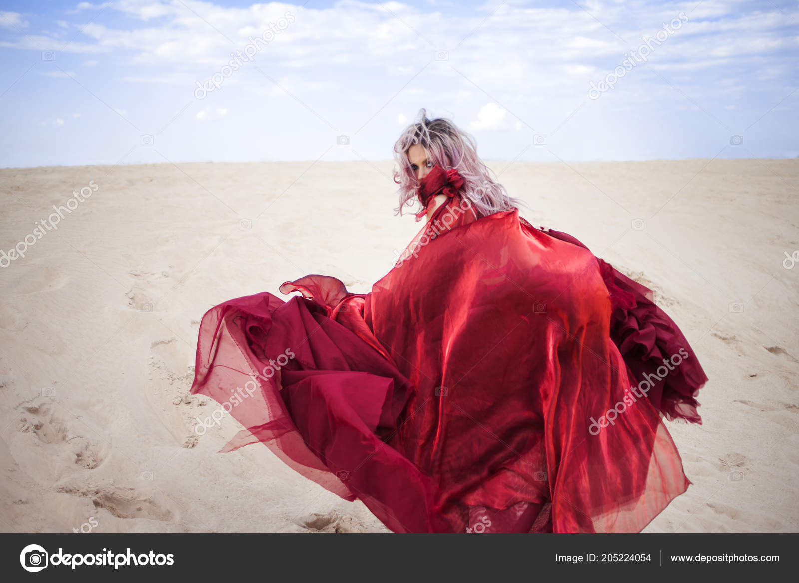 Woman In Red Dress Running