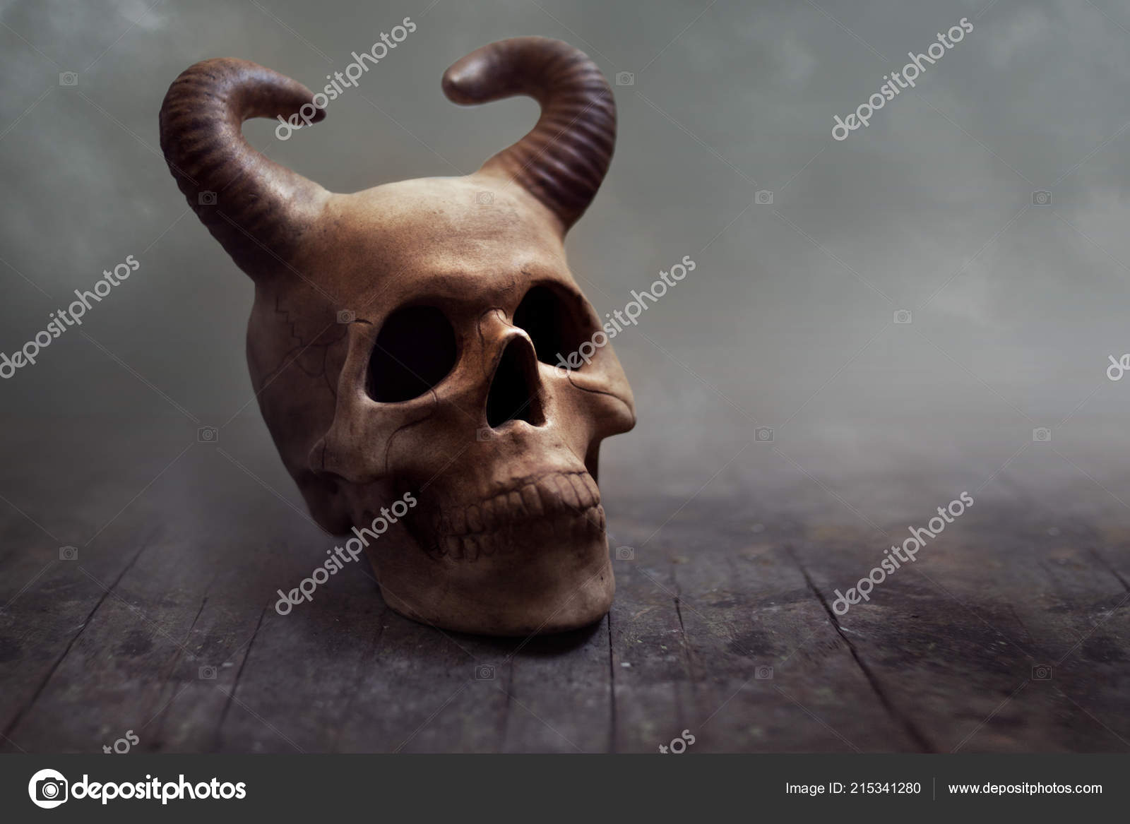 Human Skull With Horns