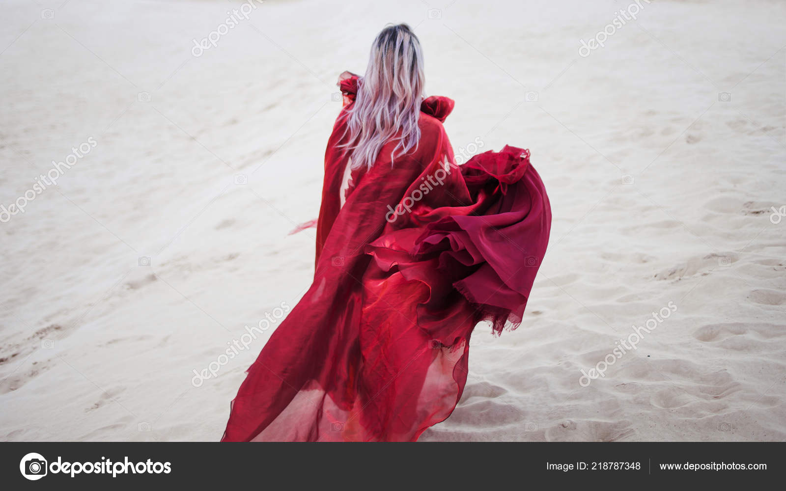 Woman In Red Dress Running