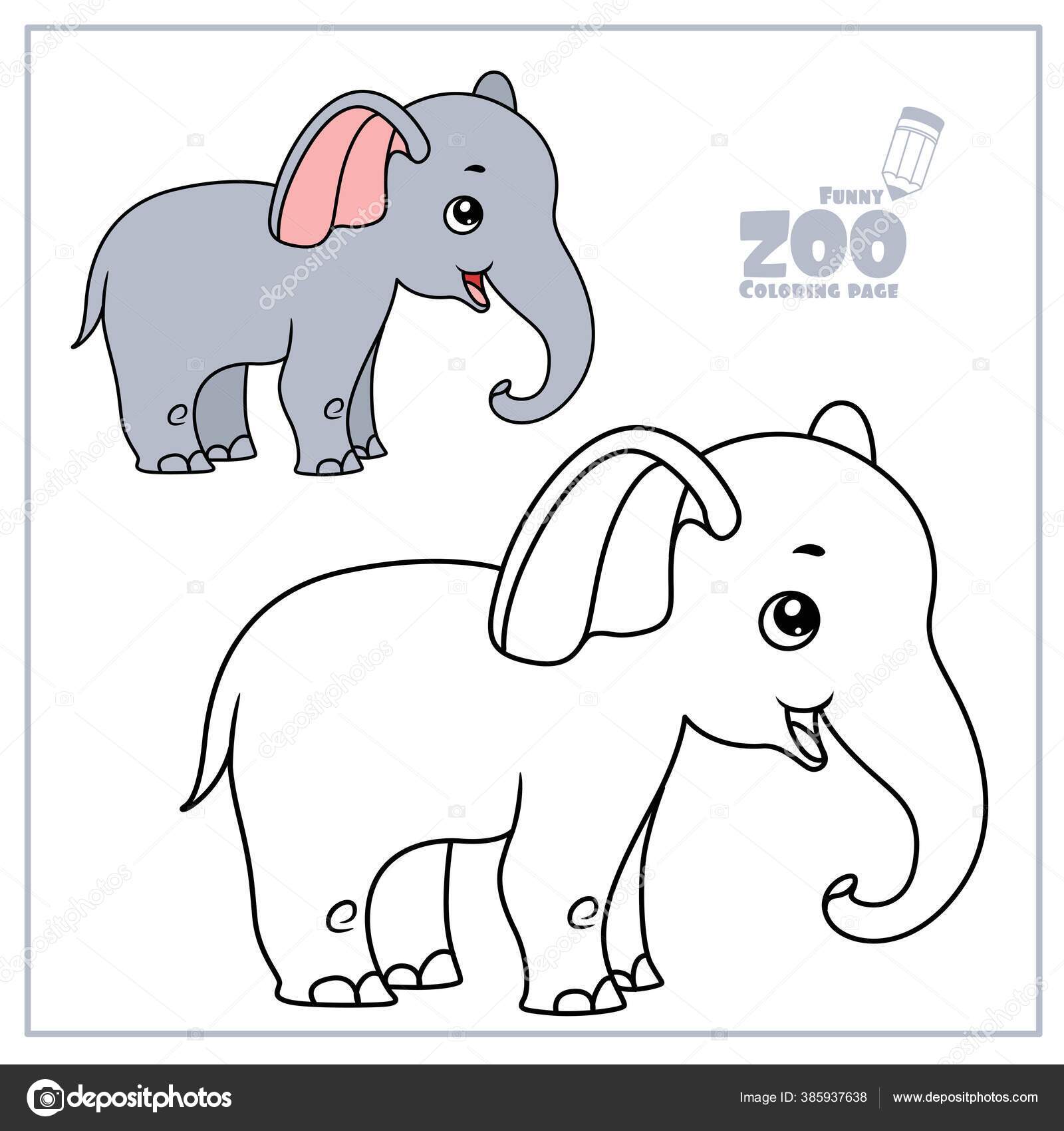 Cute Baby Elephant Cartoon Coloring Pages