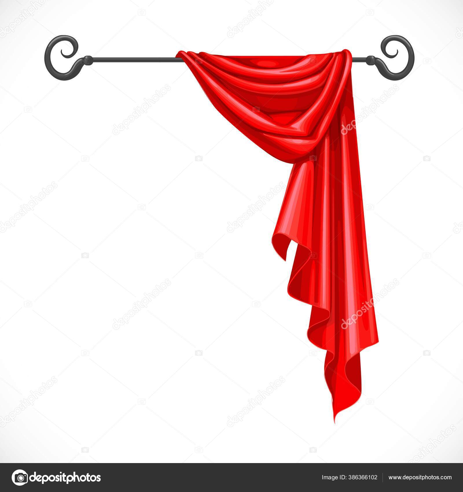 Red Drapery Hanging Forged Cornice Isolated White Background Stock ...