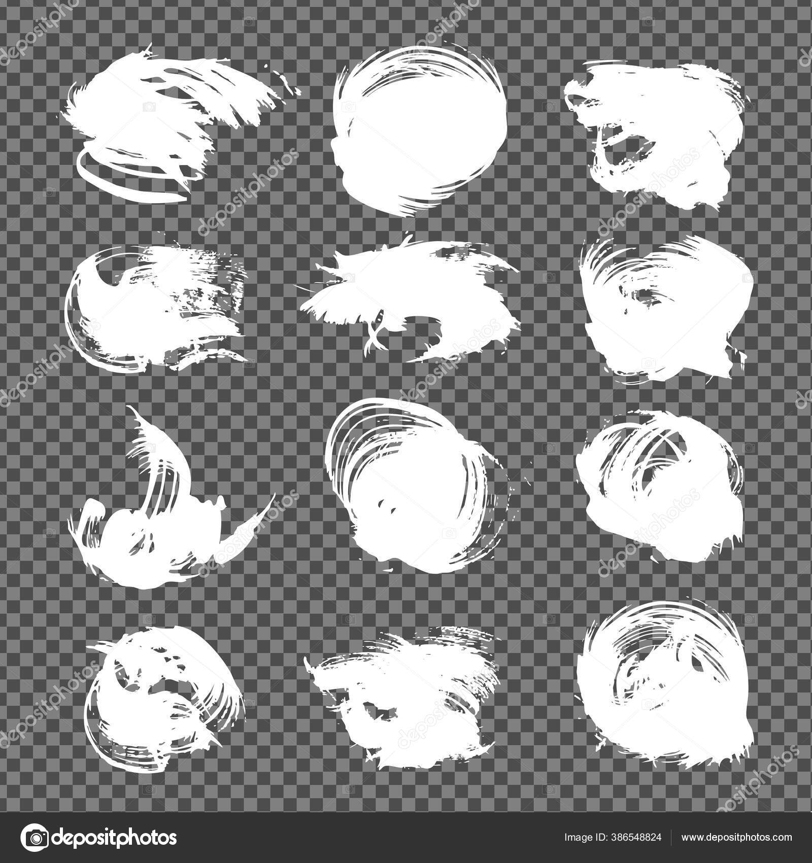 White Abstract Textured Smears Set Isolated Imitation Transparent ...