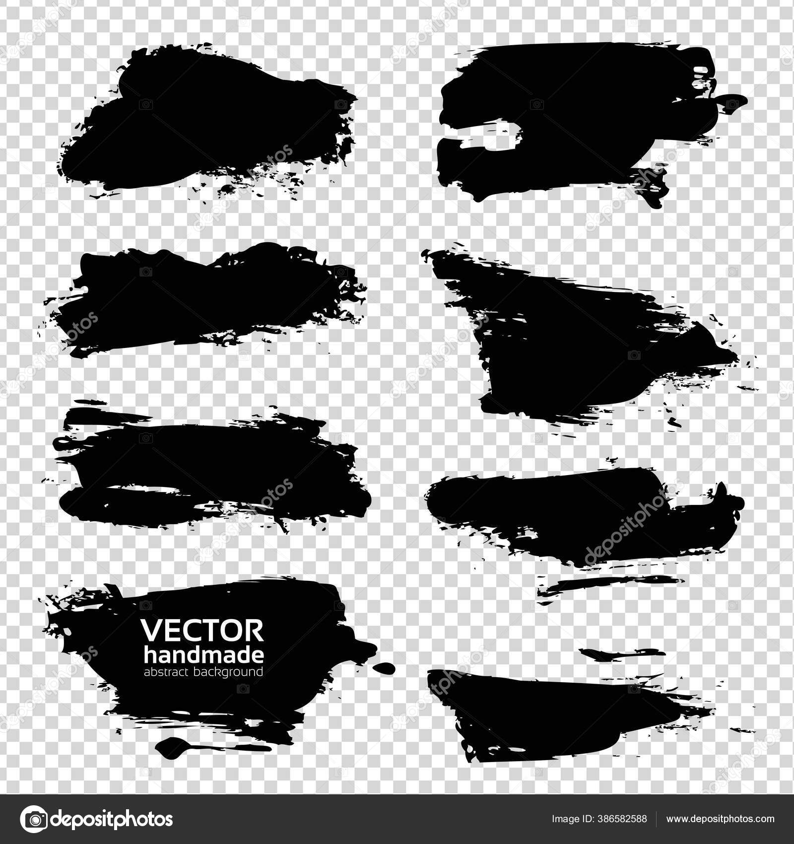 Textured Abstract Black Ink Strokes Set Imitation Transparent ...