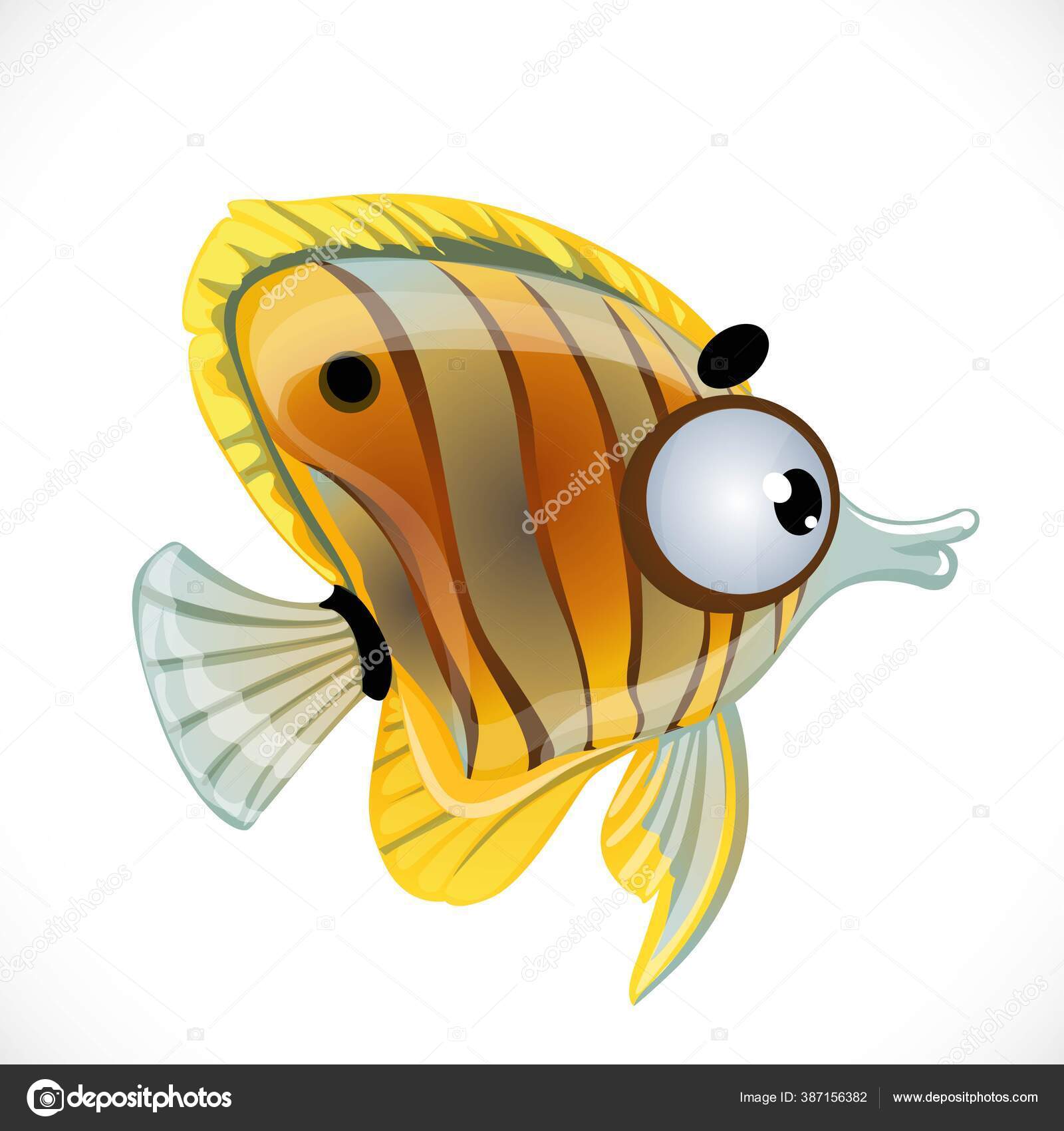 Cute Cartoon Discus Fish Isolated White Background Stock Vector by ...