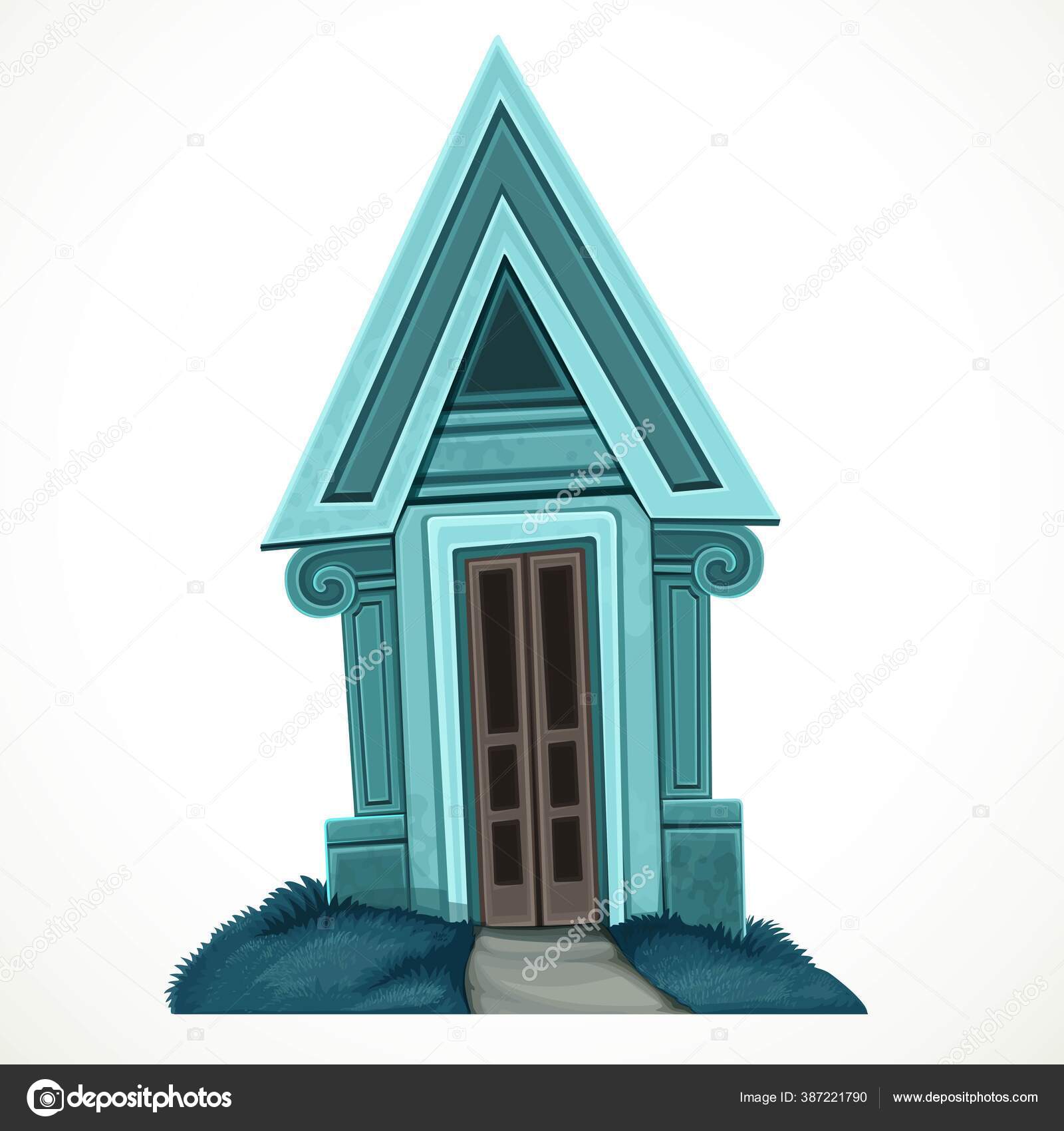 Old Stone Crypt Columns Hill Isolated White Background Stock Vector by ...