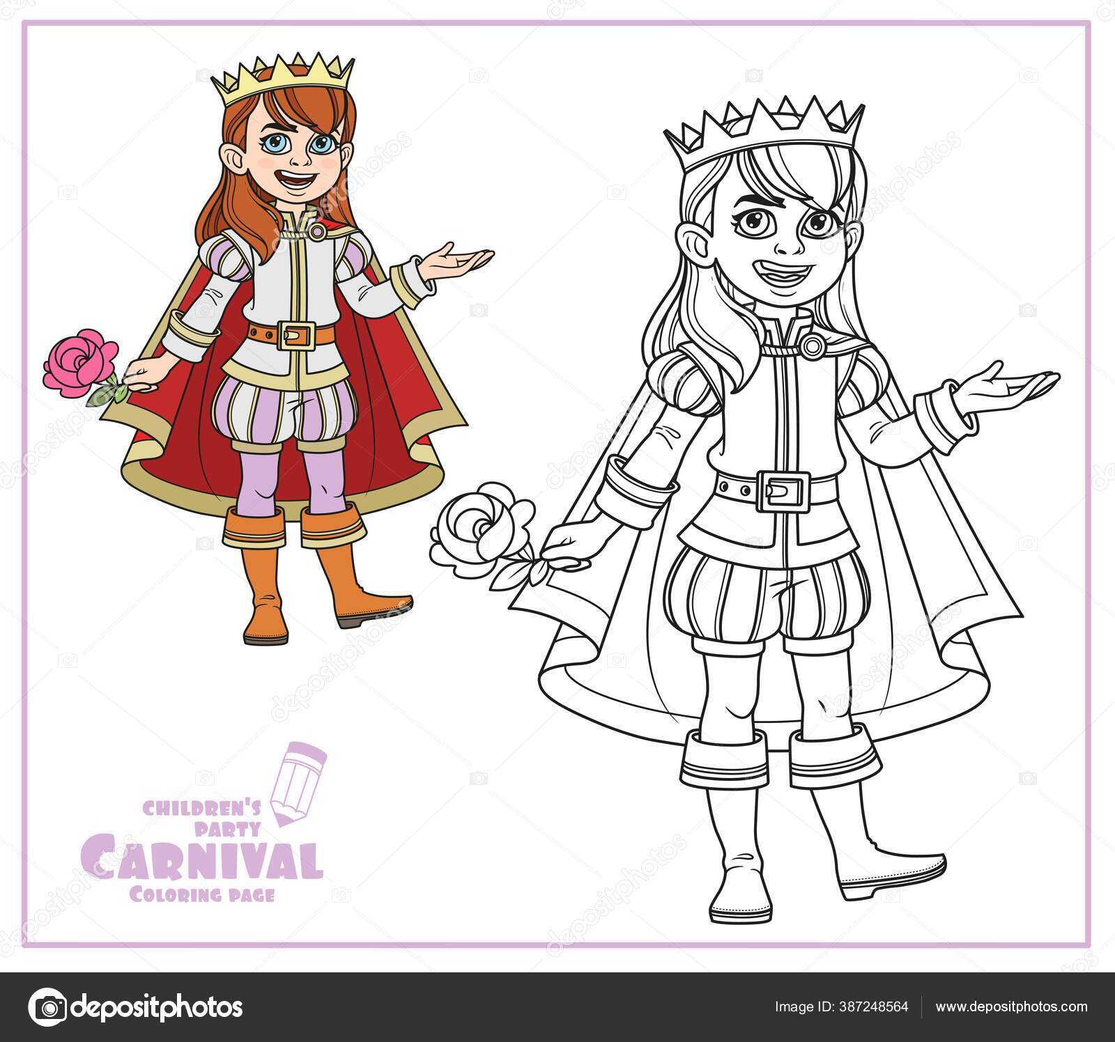 Cute Boy Prince Suit Color Outlined Coloring Page Stock Vector Image by ...