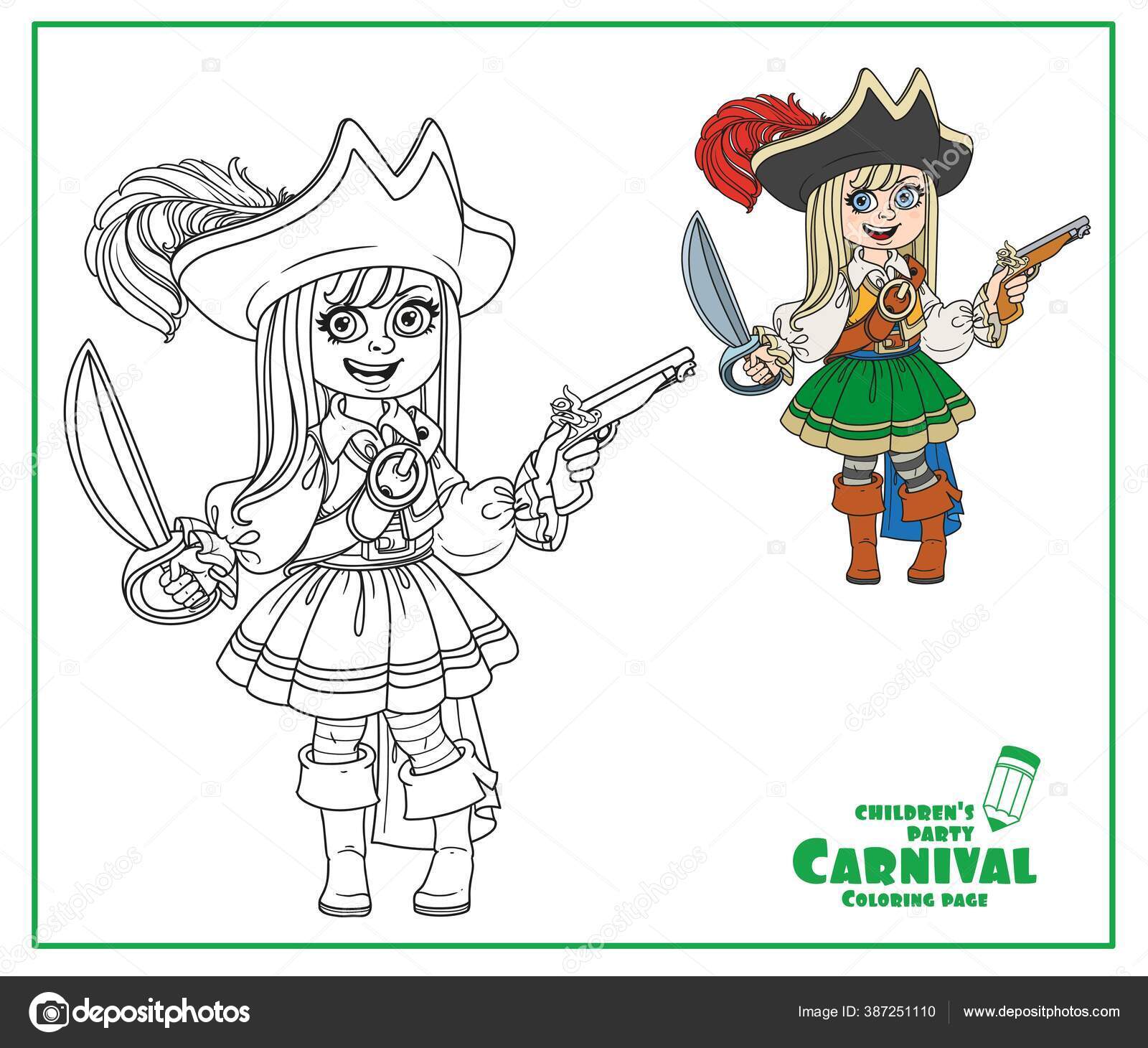 Girl Pirate Coloring Page