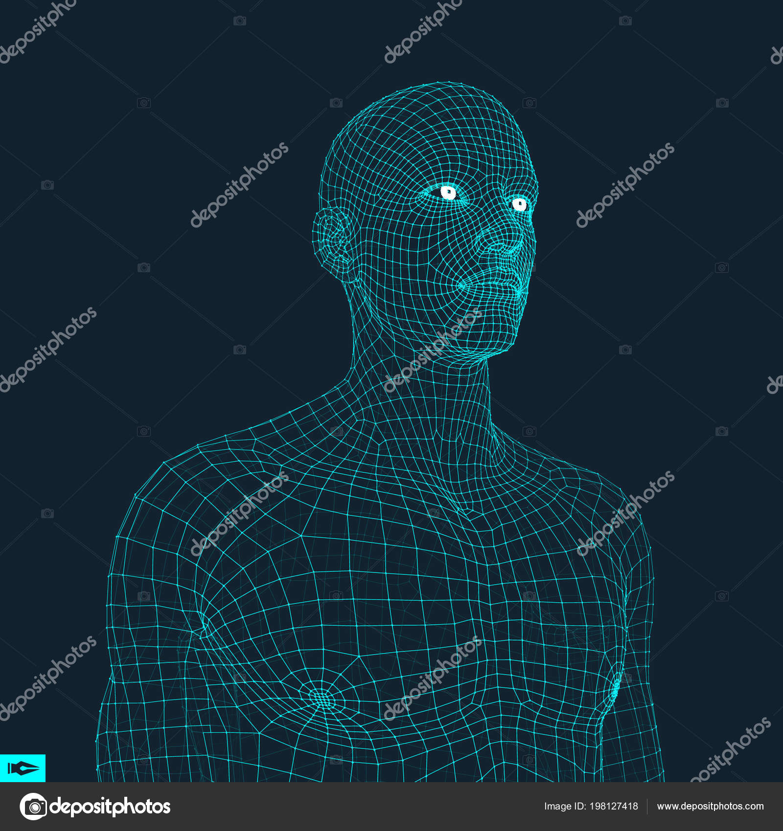 Head Person Grid Geometric Face Design Polygonal Covering Skin Vector ...