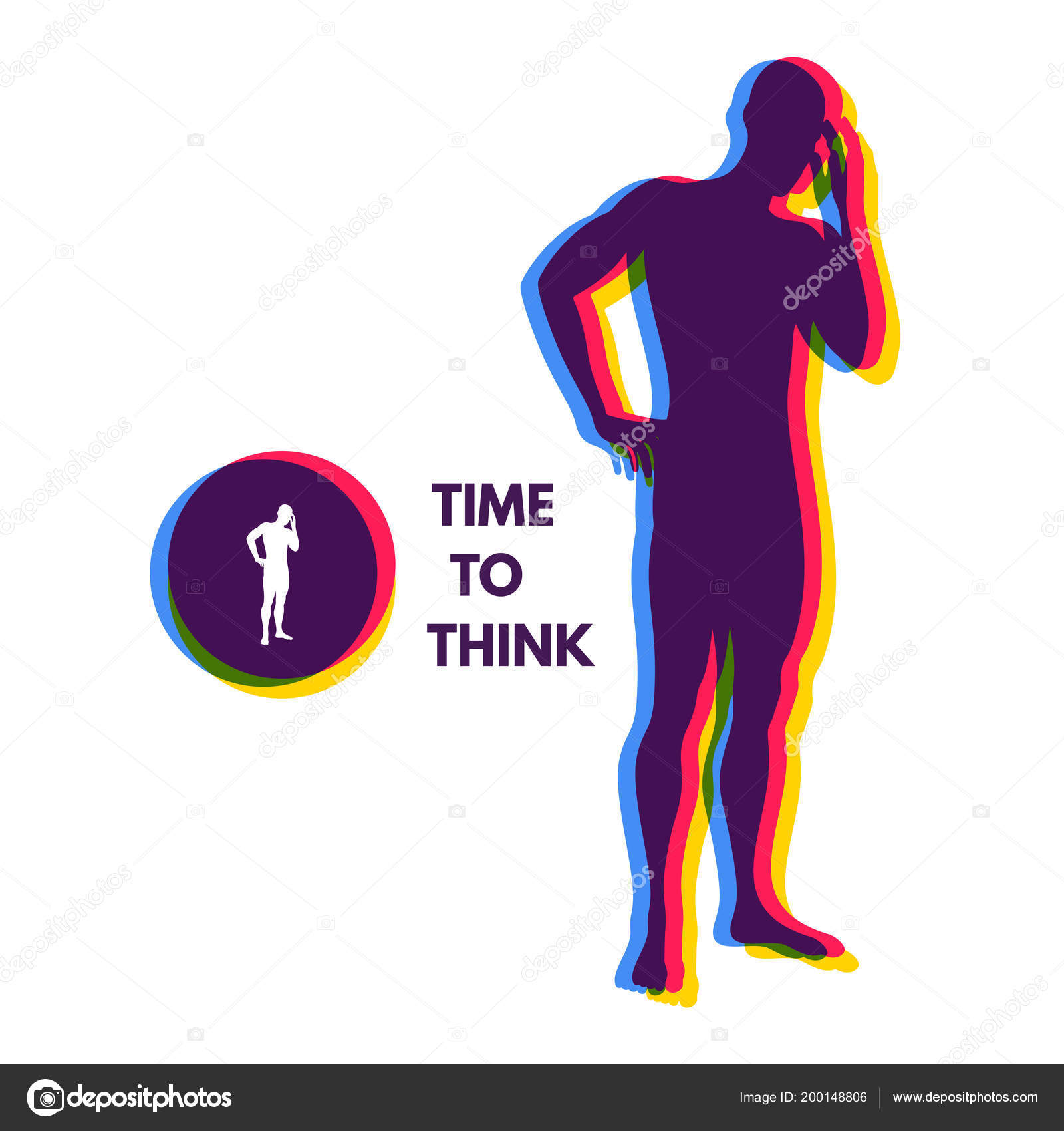 Thinking Man Silhouette Standing Man Idea Concept Vector Illustration ...