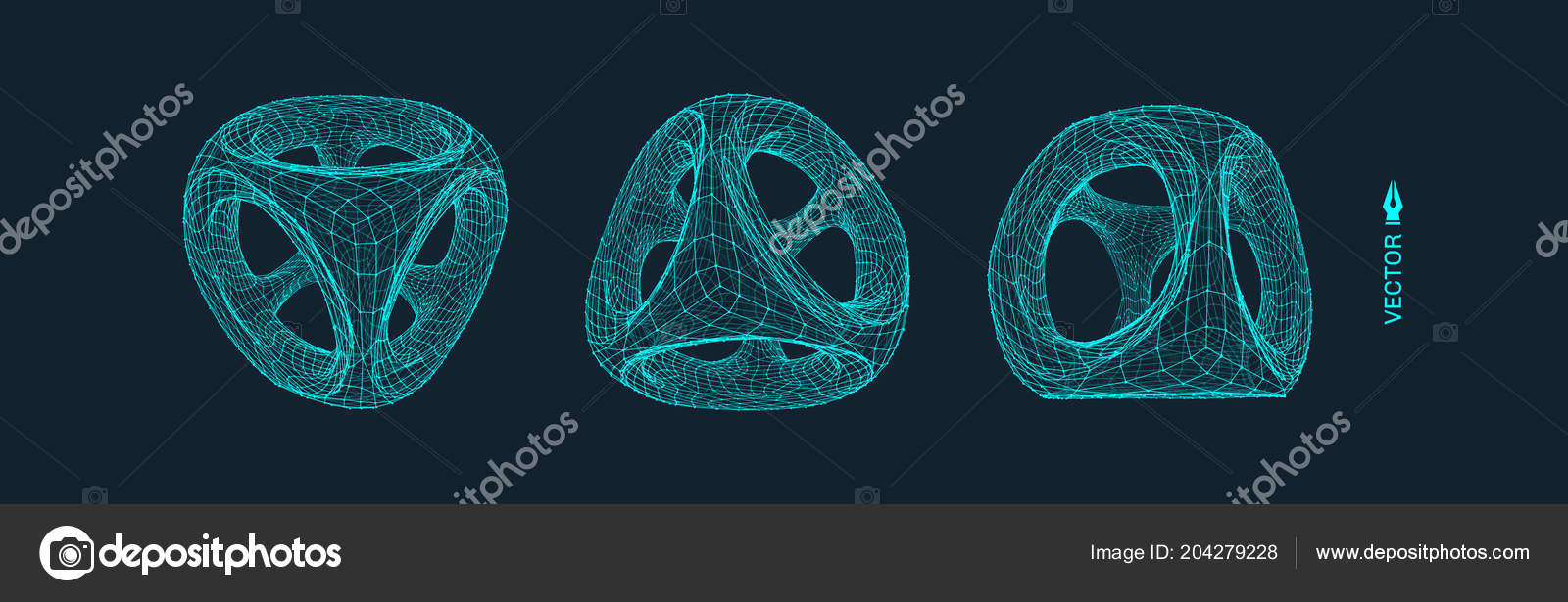 Wireframe Object Lines Dots Abstract Connection Structure Technology Style — Stock Vector