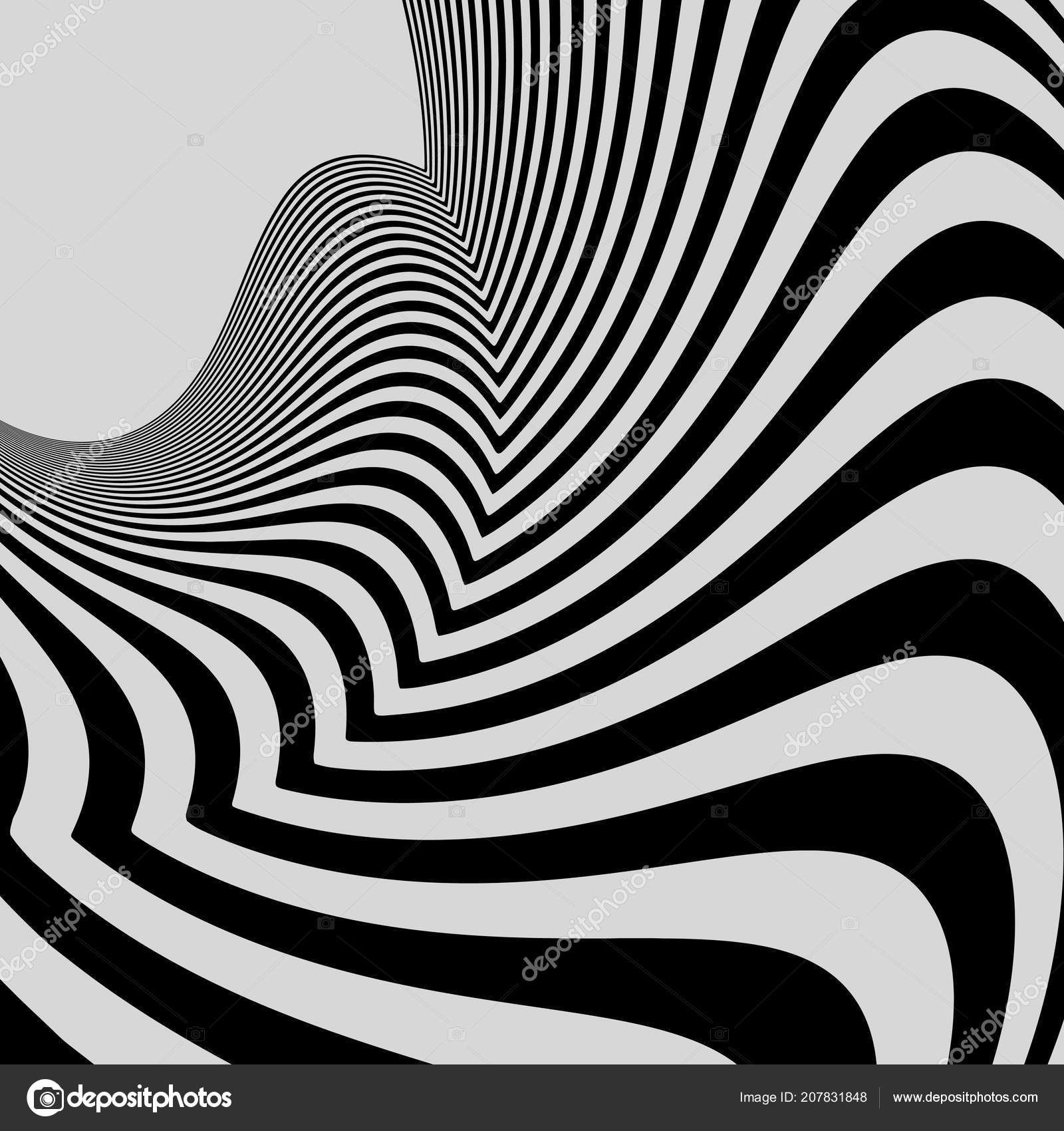 Black White Abstract Striped Background Optical Art Vector Illustration ...
