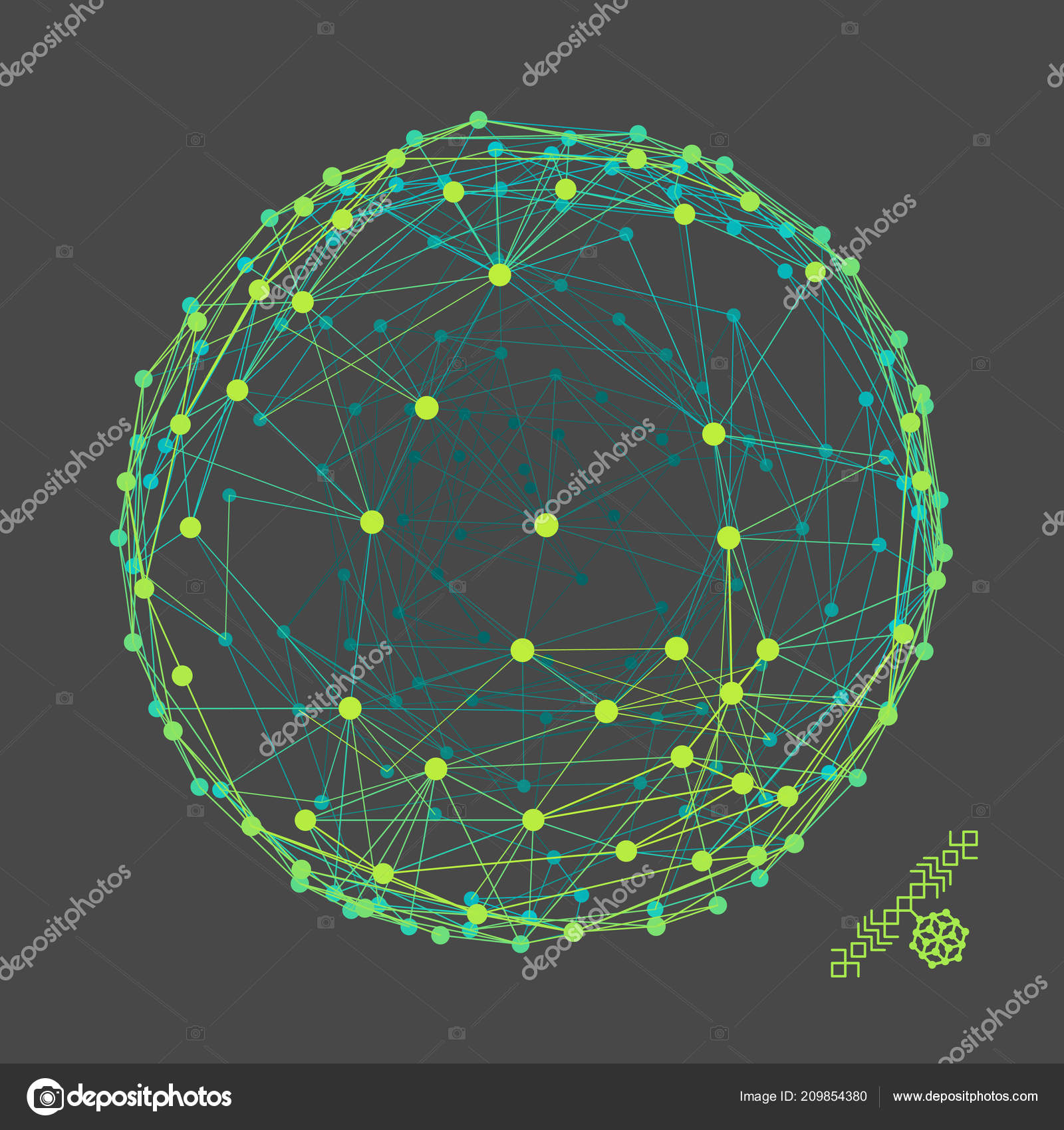 Sphere Connected Lines Dots Global Digital Connections Globe Grid ...
