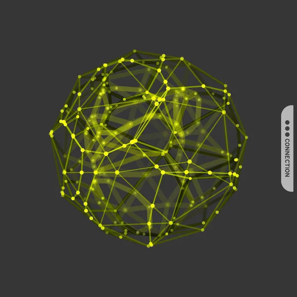 Sphere Vector Wireframe Object Illustration Connected Lines Dots Abstract Grid Stock Vector By
