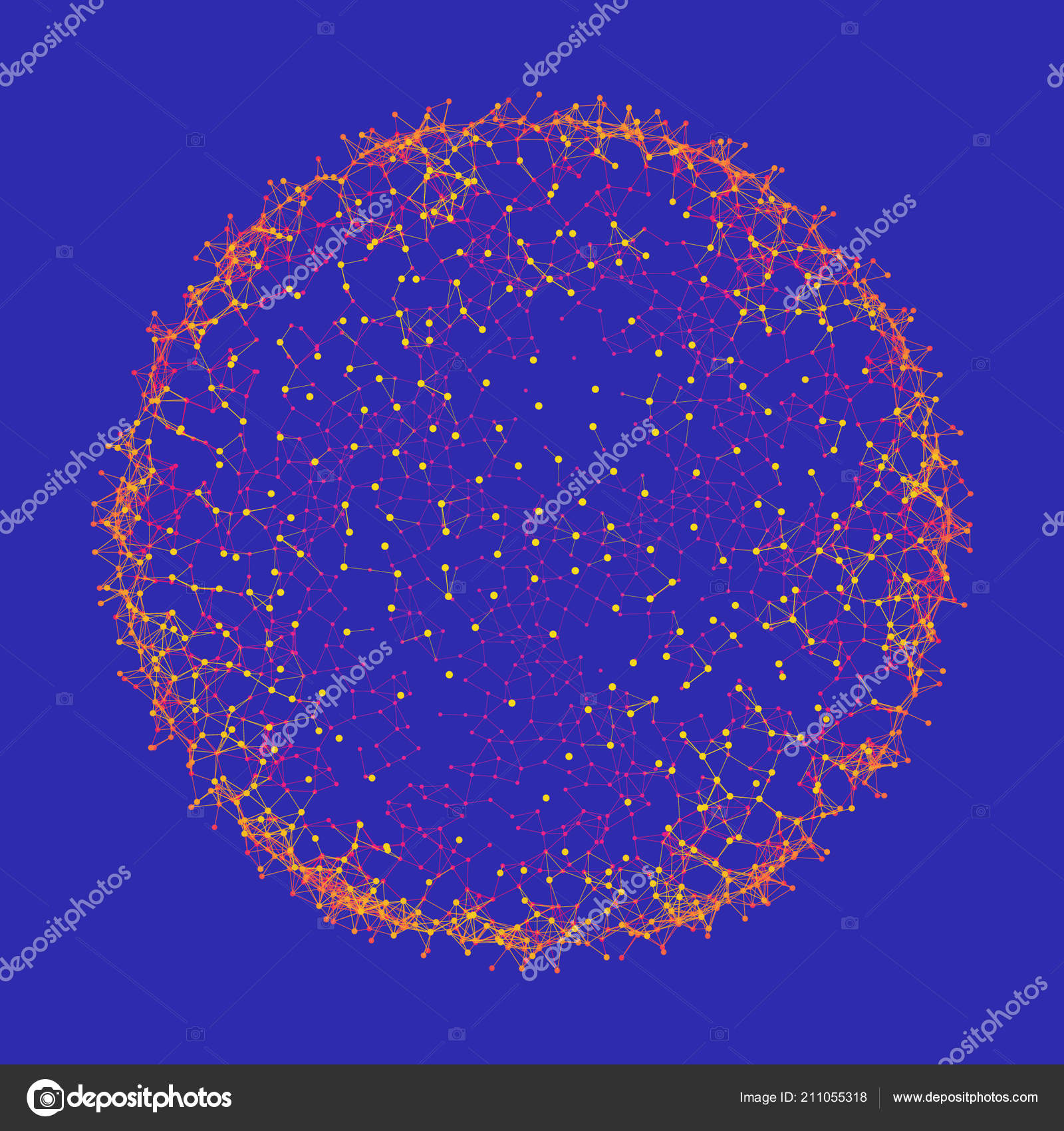 Sphere Connected Lines Dots Global Digital Connections Globe Grid ...