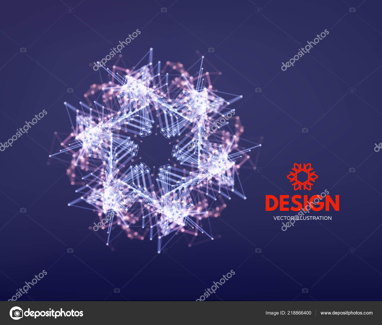 Snowflakes Connection Structure Futuristic Technology Style Low Poly ...