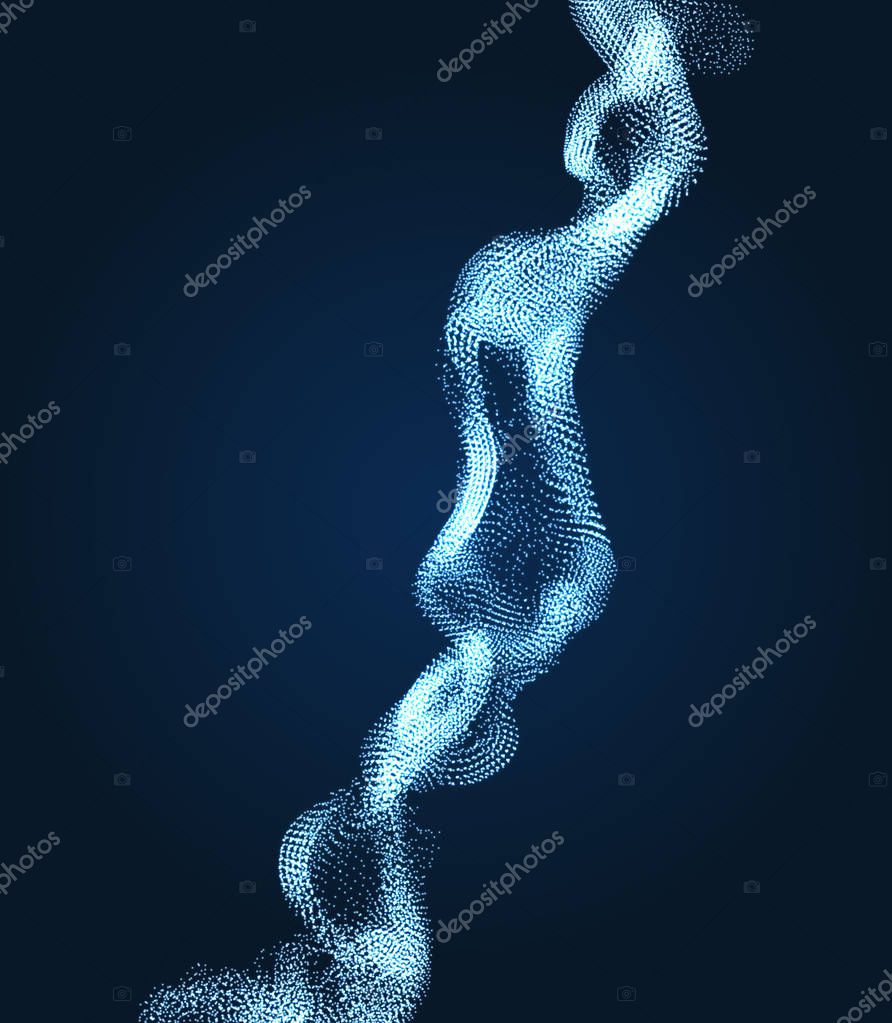 Array con partículas dinámicas. Fondo ondulado. Composición con efecto ...