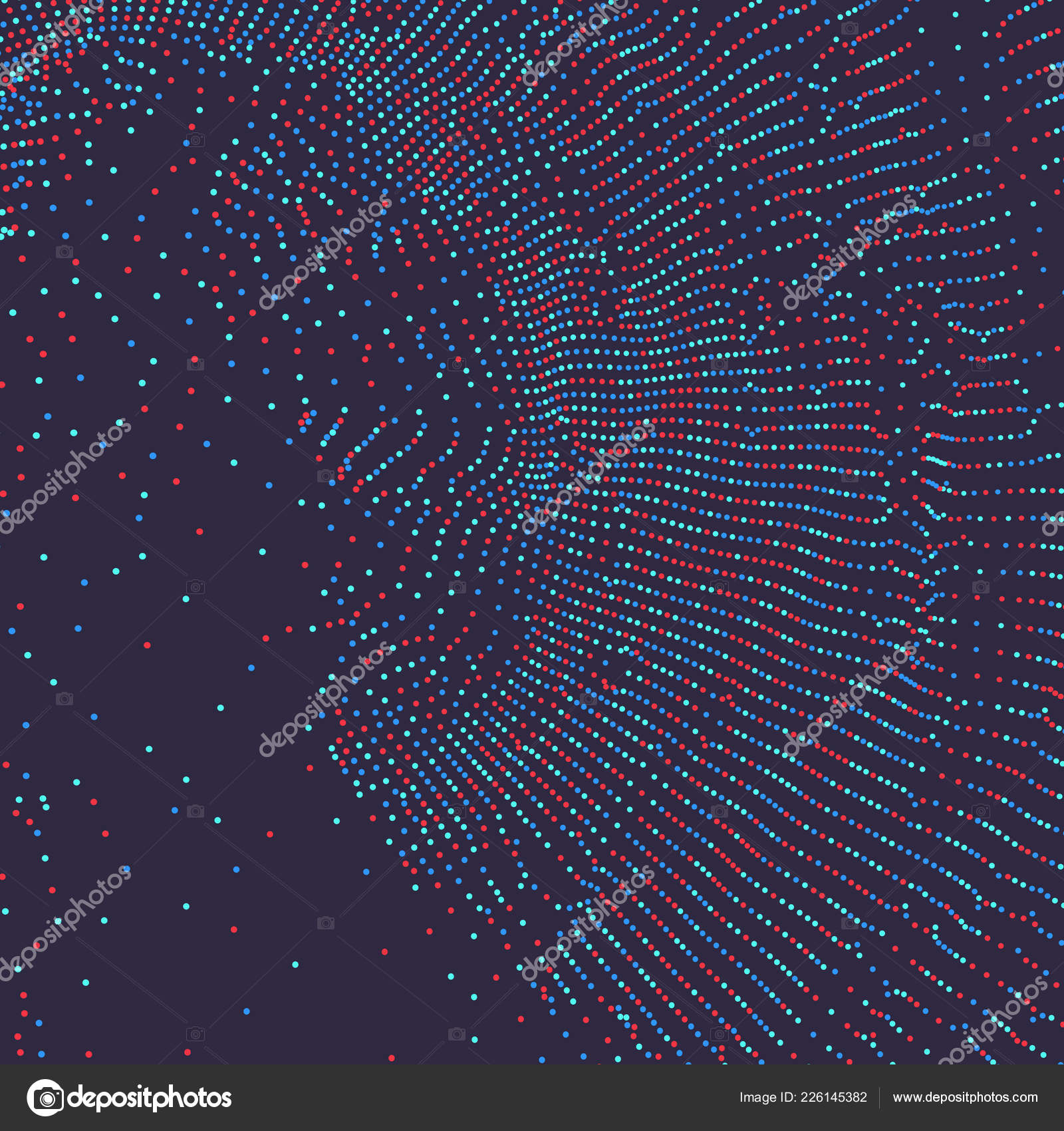 3D grid surface with particles. Futuristic technology style. Abstract ...