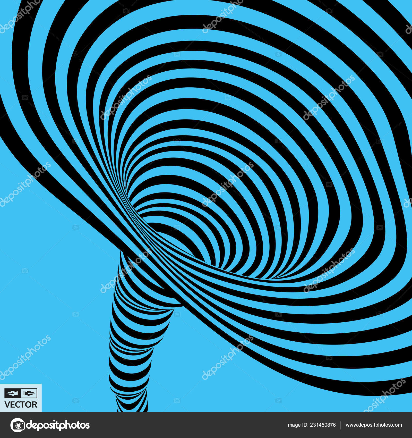 Tunnel Optical Illusion Abstract Striped Background Vector Illustration ...