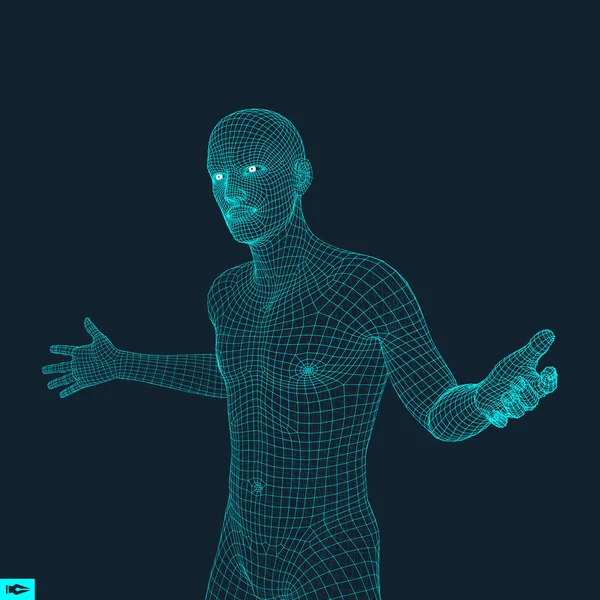 3D Model of Man. Human Body Wire Model. Design Element. Technology ...