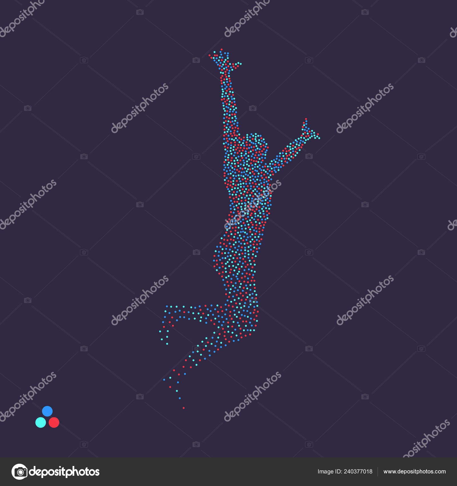 Running Man Leadership Concept Dotted Silhouette Person Vector ...