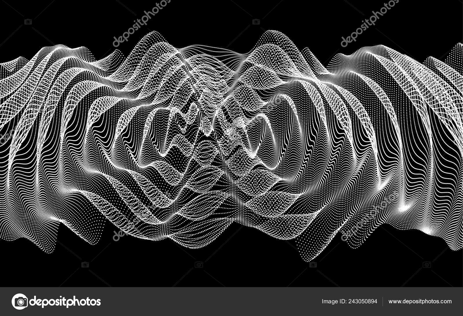 Wavy Background Ripple Effect Vector Illustration Particle Grid Surface ...