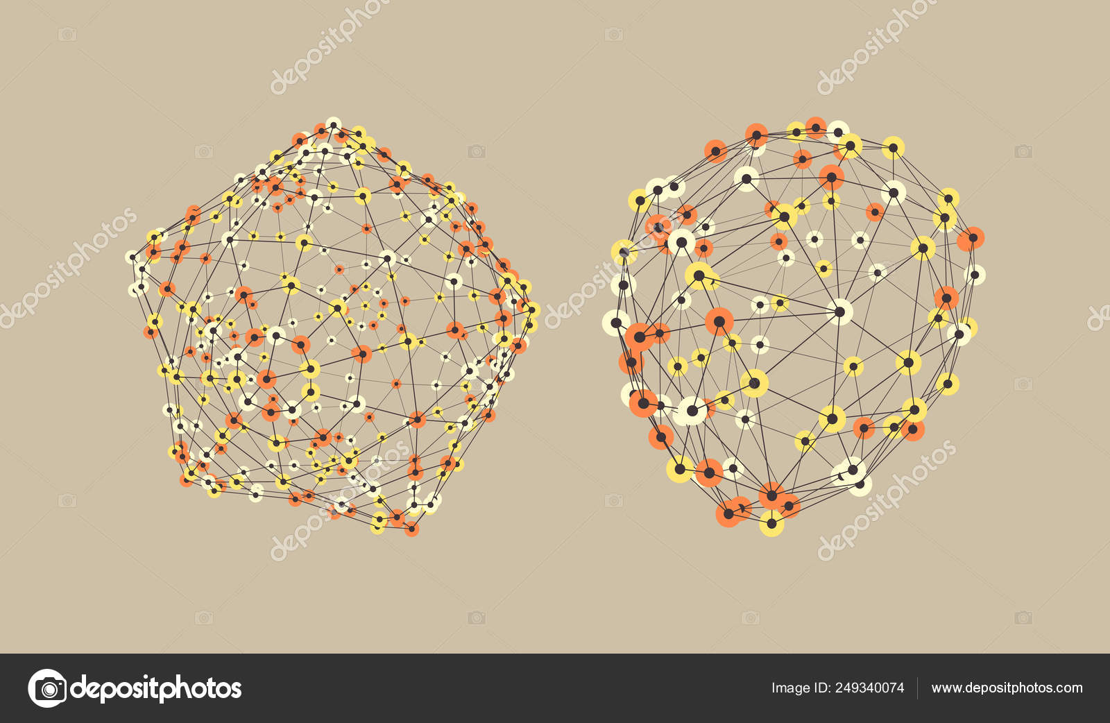 3d vector wireframe object. Illustration with connected lines and dots ...