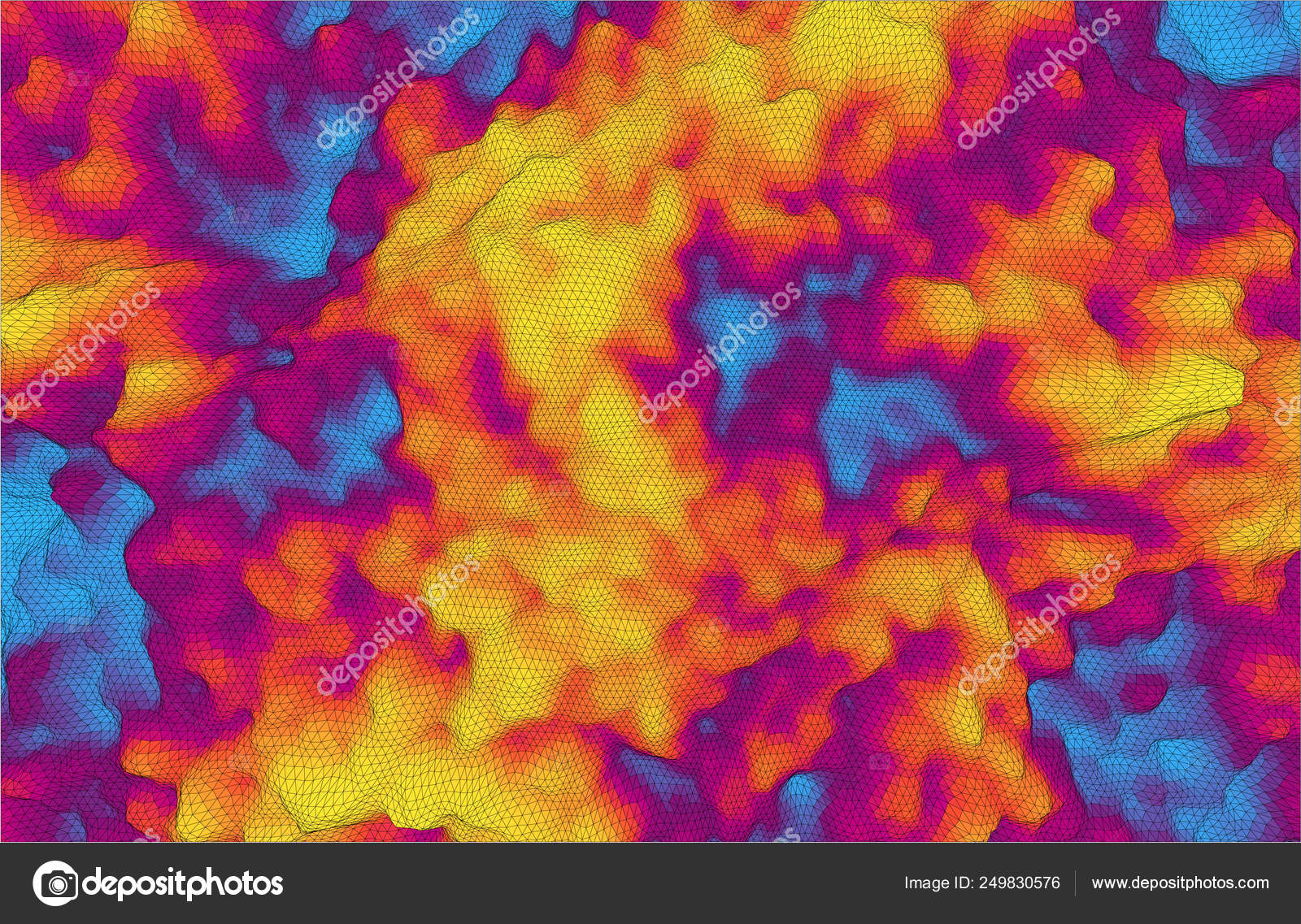Fire and smoke. Mosaic. 3d perspective grid background texture ...