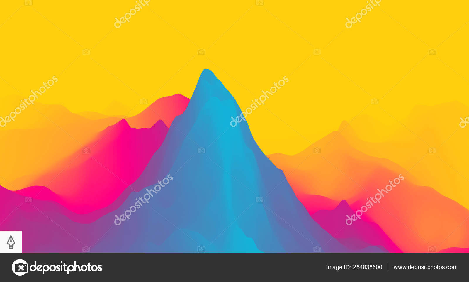 Mountain landscape. Mountainous terrain. Vector illustration. Abstract ...