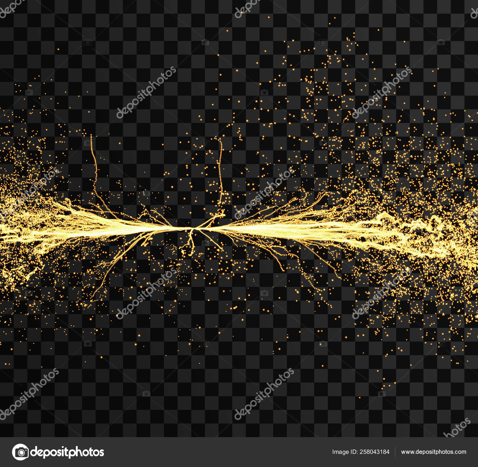 Electricity lighting effects. Array with dynamic particles. 3d ...