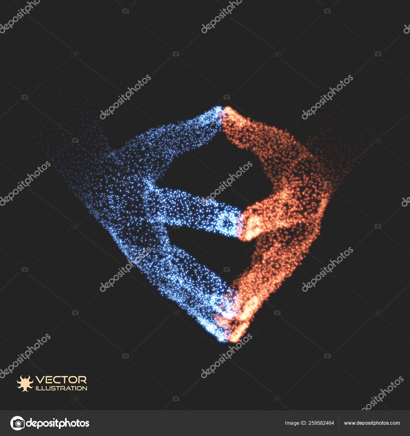 Two human hands. Connection structure. Business concept. 3D vector ...