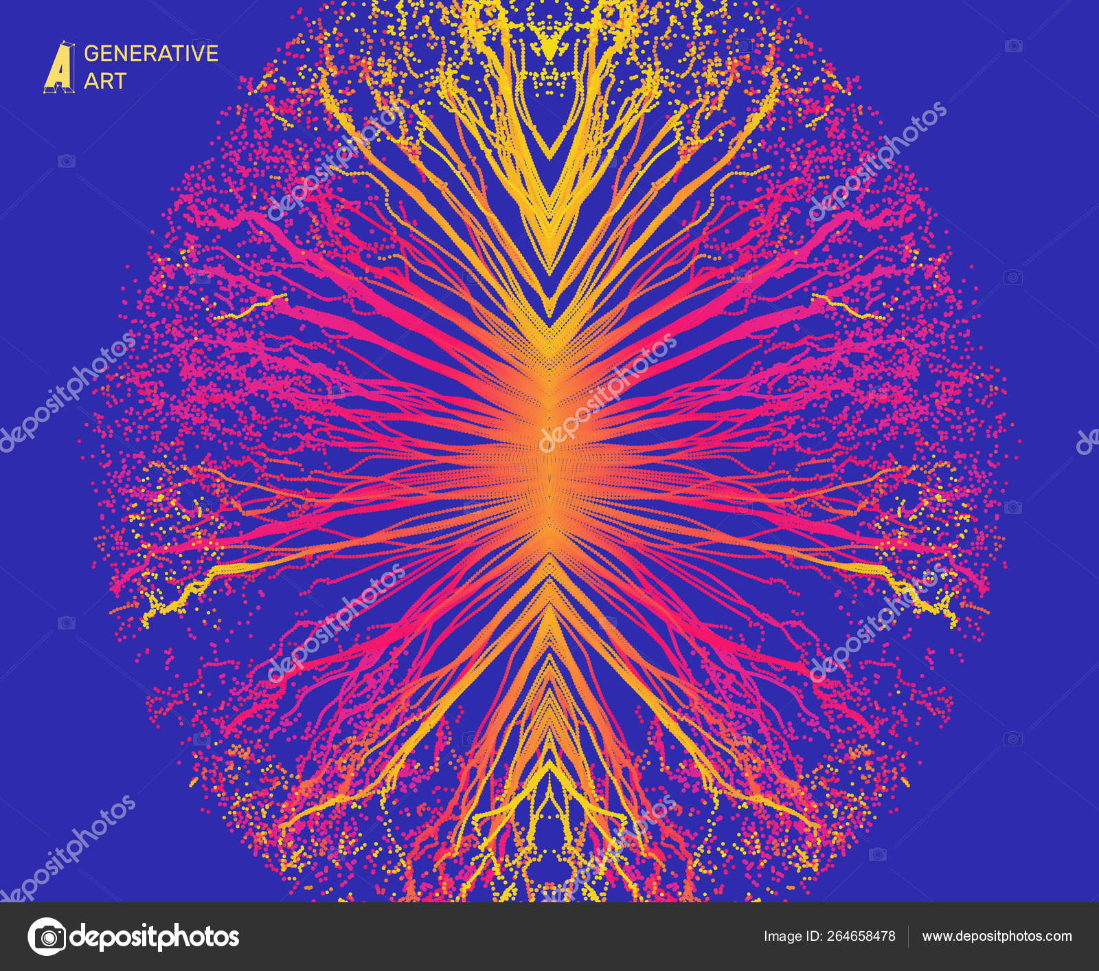 Point explode. Array with dynamic emitted particles. 3d technology ...