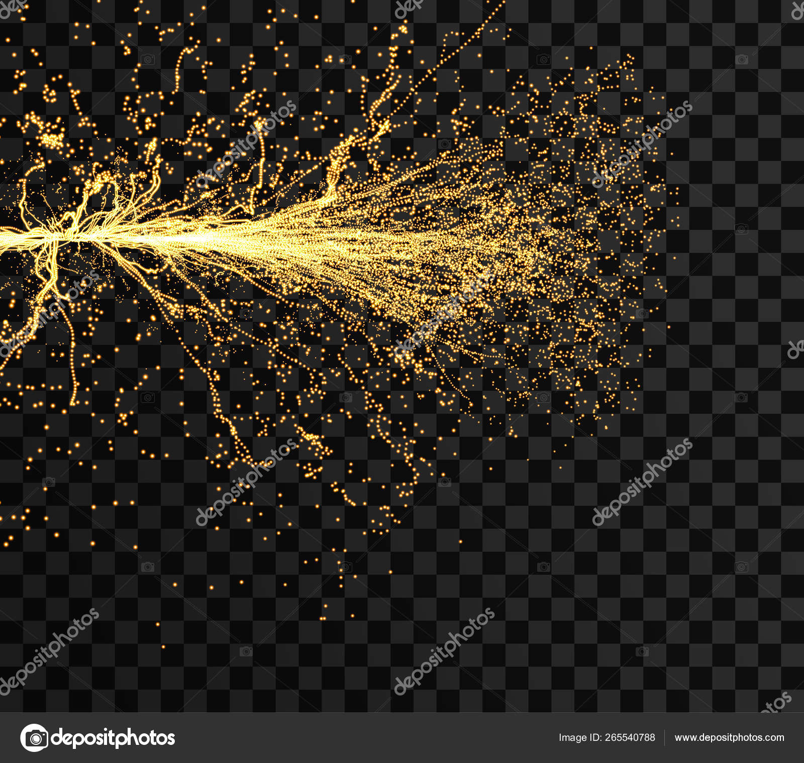 Electricity lighting effects. Array with dynamic particles. 3d ...