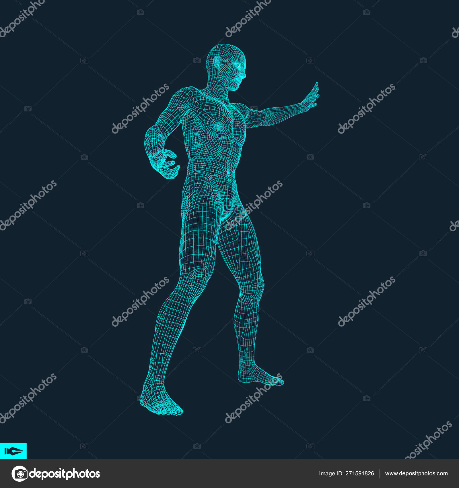 3D Model of Man. Polygonal Design. Geometric Design. Business, Science ...
