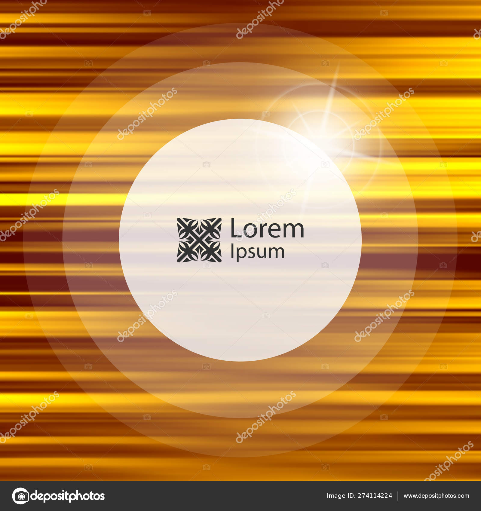Gold waves background. Metal plate with reflected light. Vector ...