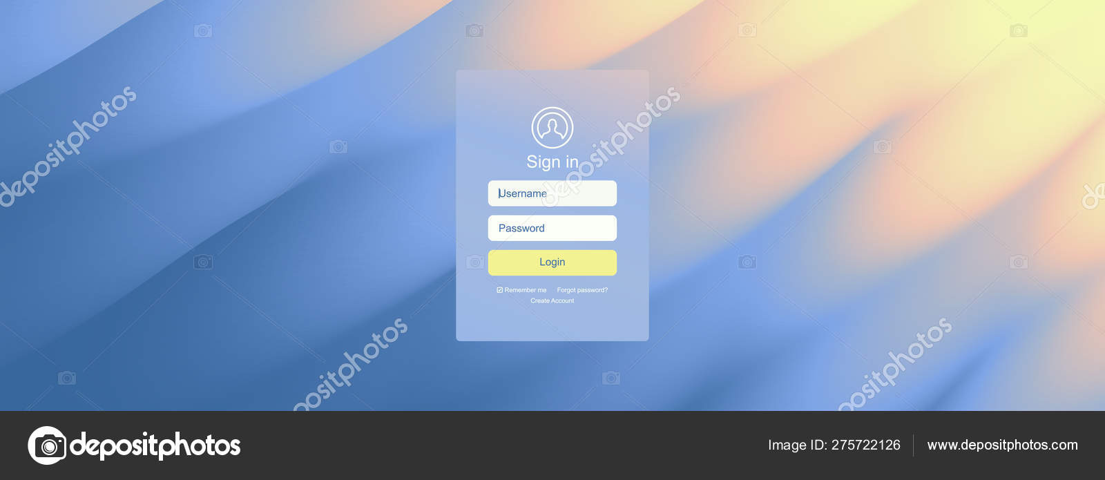 Login user interface. Modern screen design for mobile app and web design. Gradient background ...