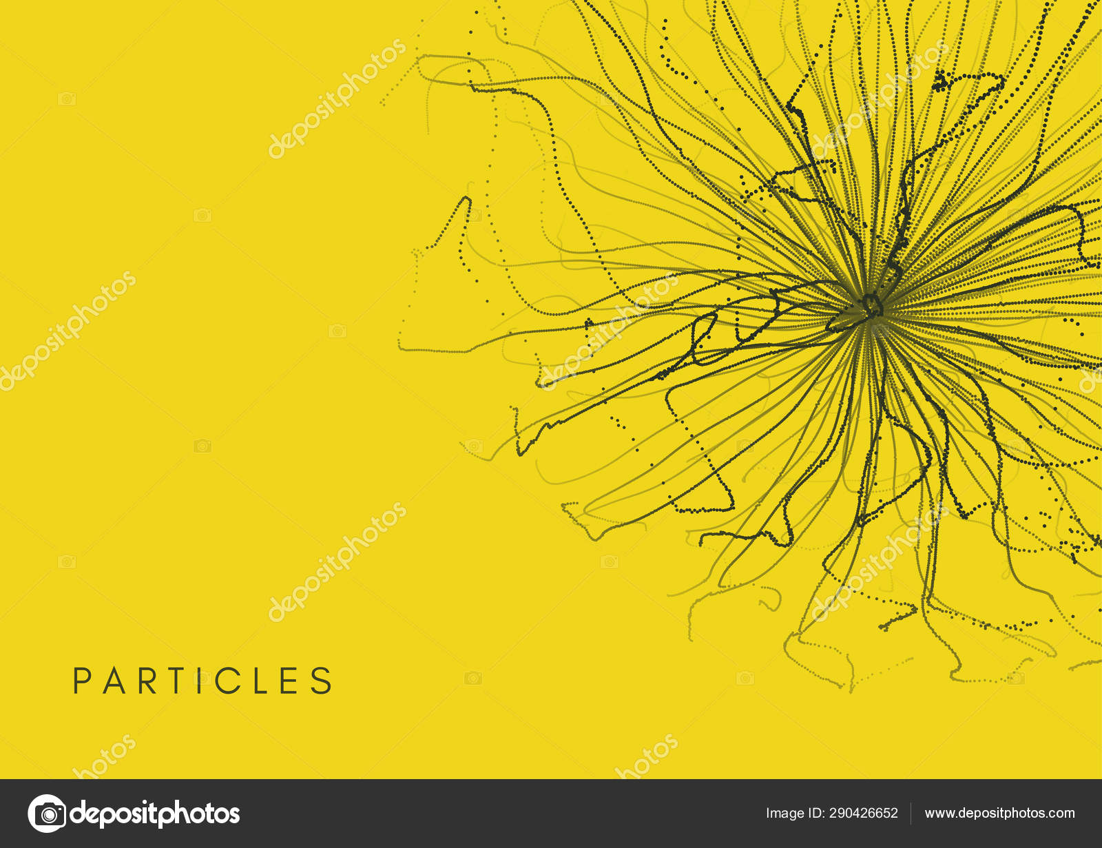Point explode. Array with dynamic emitted particles. 3d technology style. Abstract background ...