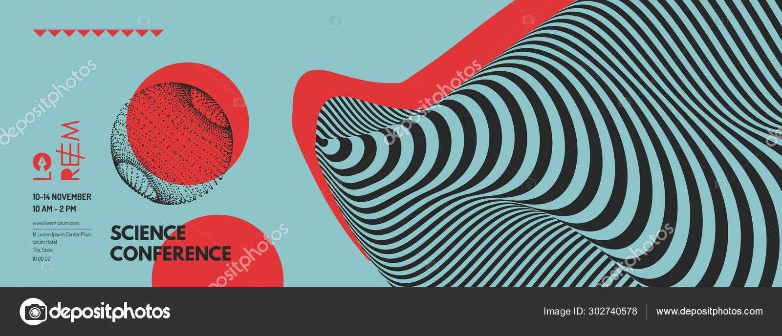 Science conference. Background with optical illusion. Can be used for ...