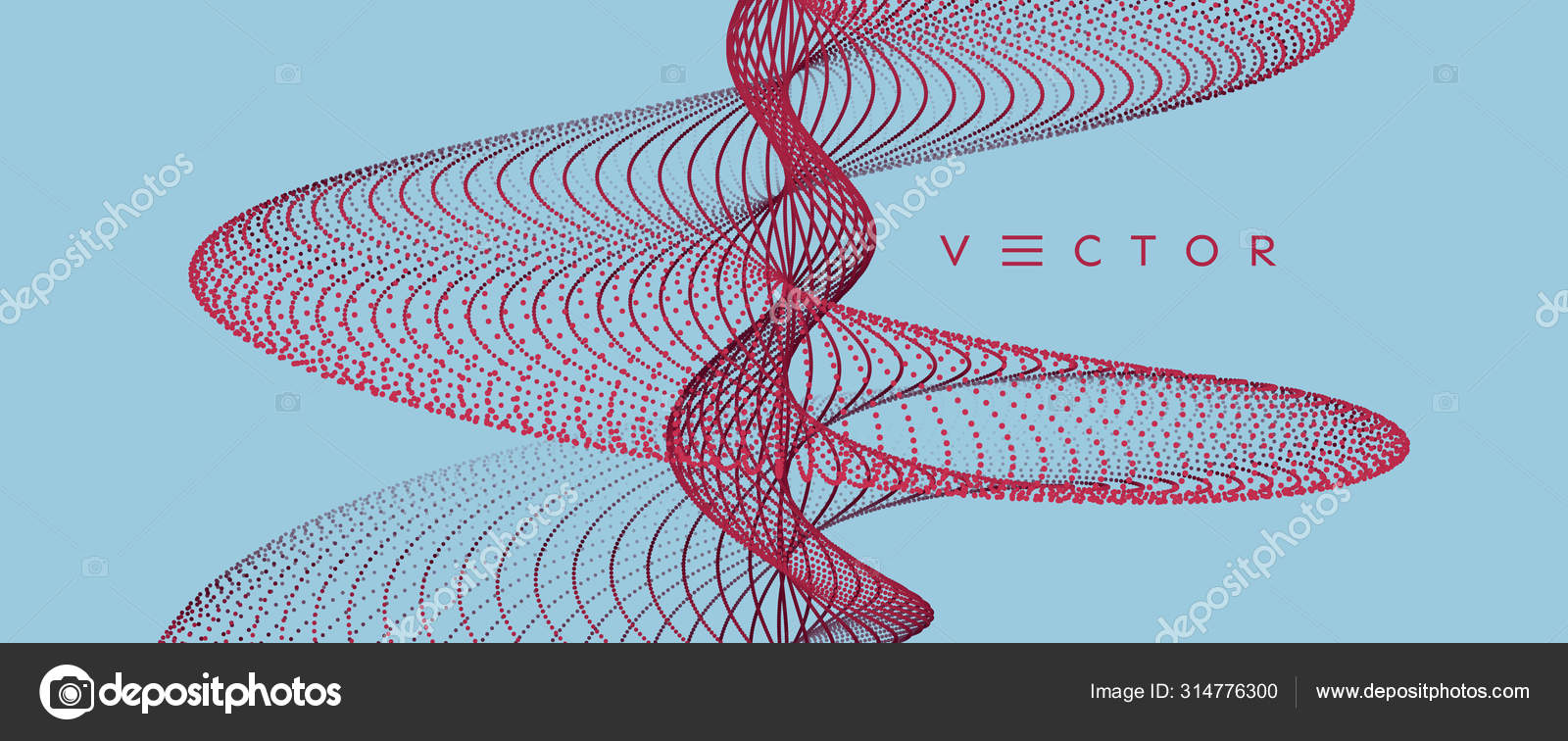 Sound waves. Big data visualization. Array with dynamic particles ...