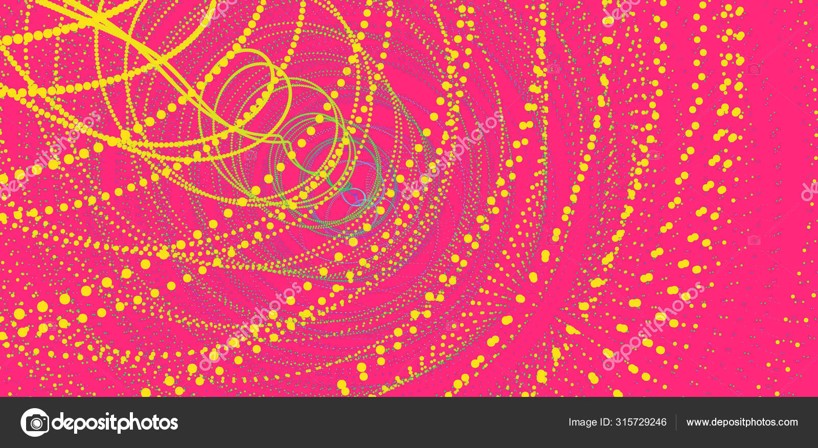 Array with dynamic particles. Swirl with connected dots. Abstract ...